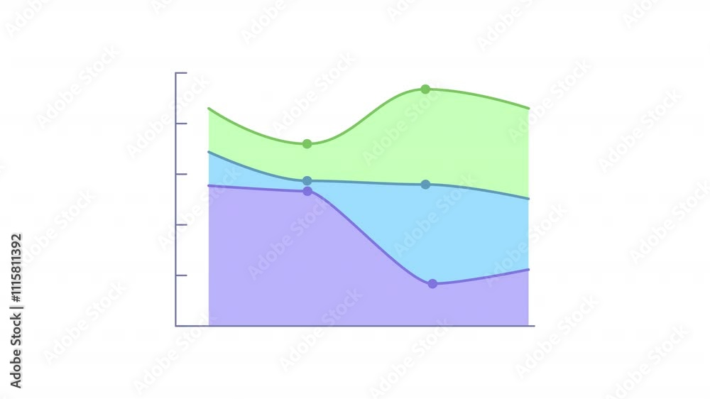 Animated stacked area chart. Data visualization diagram animation ...