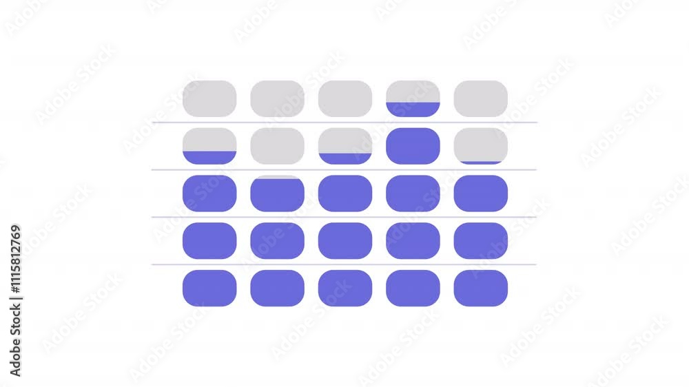 Animated audio equalizer. Sound visualization animation. Blocks filling ...