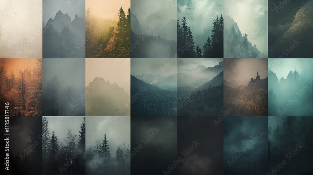 Layered misty textures overlaid on muted dark colors for a mysterious ...