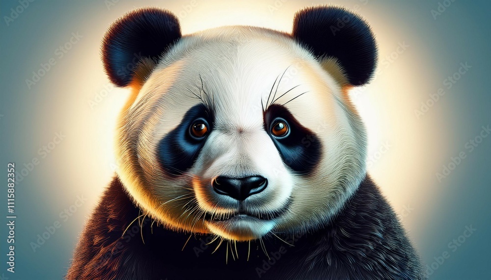 panda s face is depicted with adorable realistic details showcasing its ...