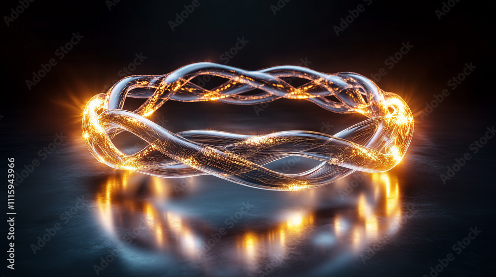 High-magnification rendering of circular plasmid DNA with intricate ...