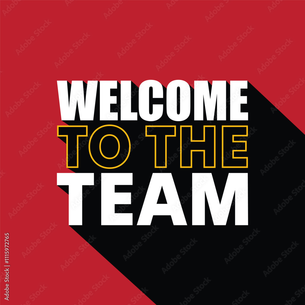 Welcome to the team modern typography on red background. Greeting card ...
