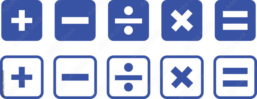 Basic mathematical symbol. Plus and minus icon set. Math symbol ...
