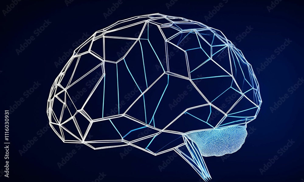 Low poly brain or Artificial intelligence concept. Symbol of Wisdom ...