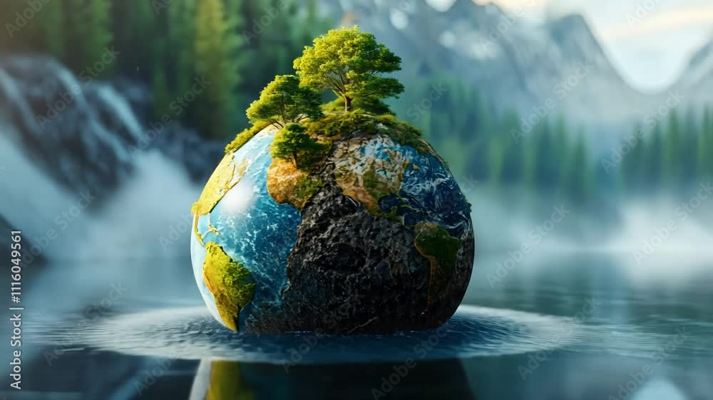 A Fragile Earth: A symbolic image of the planet Earth, half withered ...