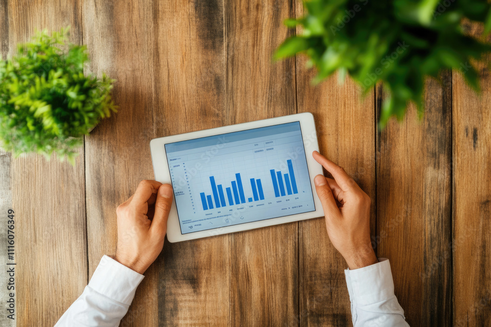 Business team collaborating on data analysis, using digital tools for ...