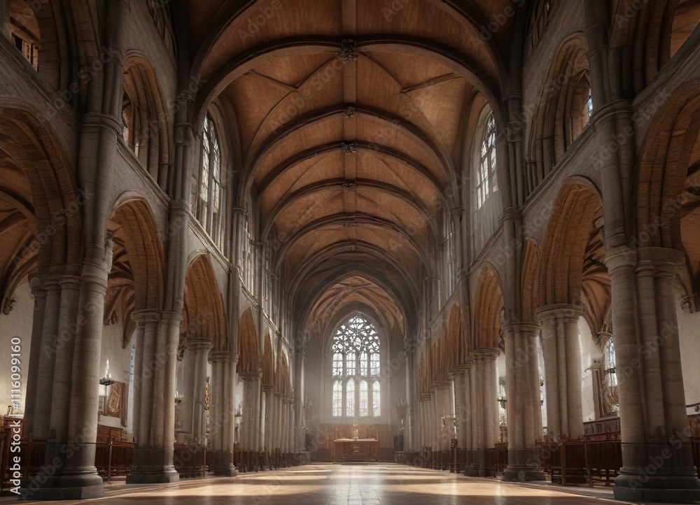 Grandiose vaulted ceiling of the Church's main nave , nave, art ...
