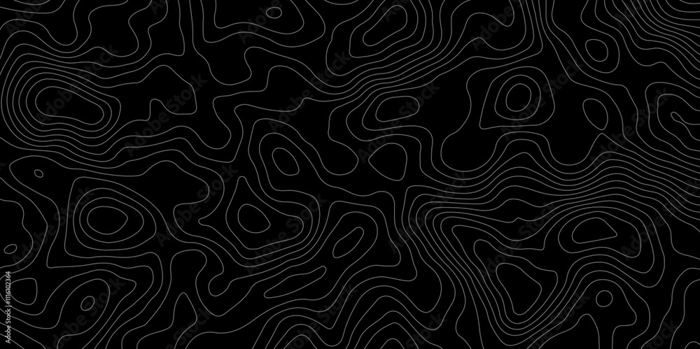 Black background topography contour map with black curve lines. luxury ...