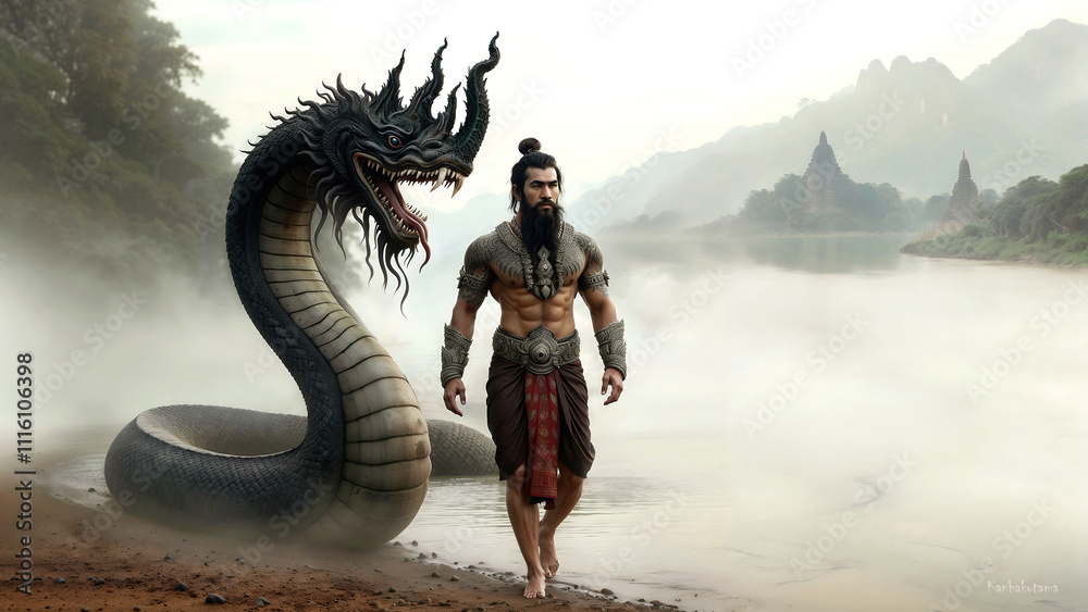 black serpent, Thai Naga, The black naga king, the protector of ...