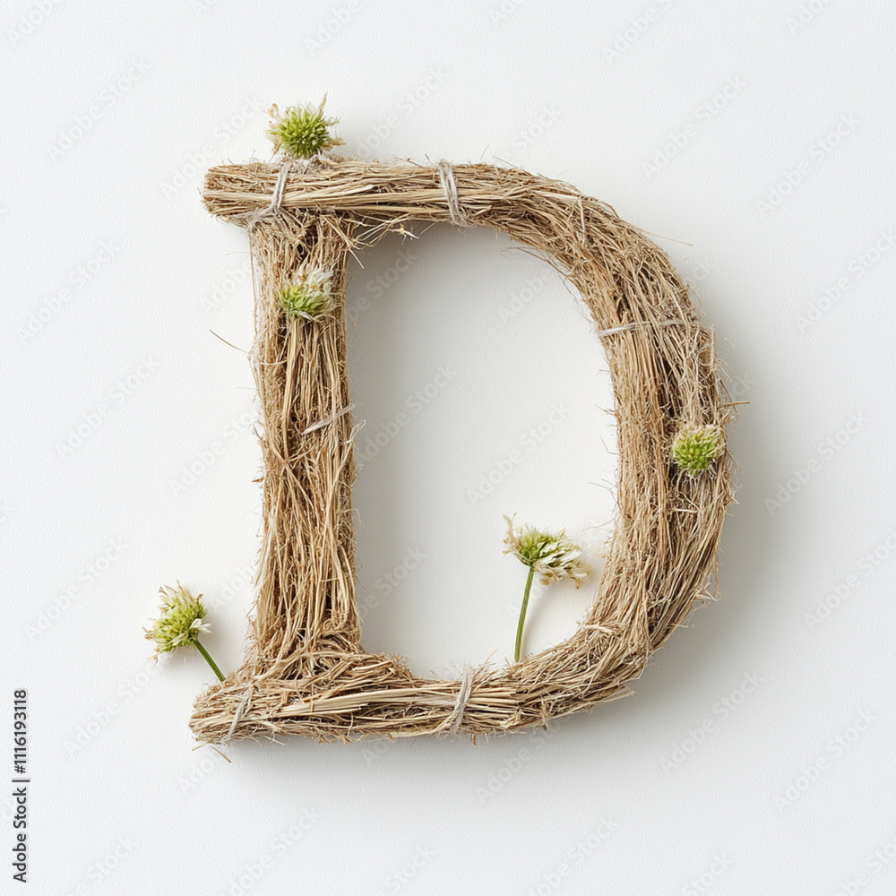 Rustic and bohemian alphabet. Initials with floral elements.Floral ...