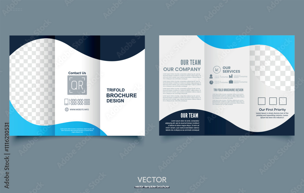 Trifold brochure template, three fold cover page, three fold brochure ...