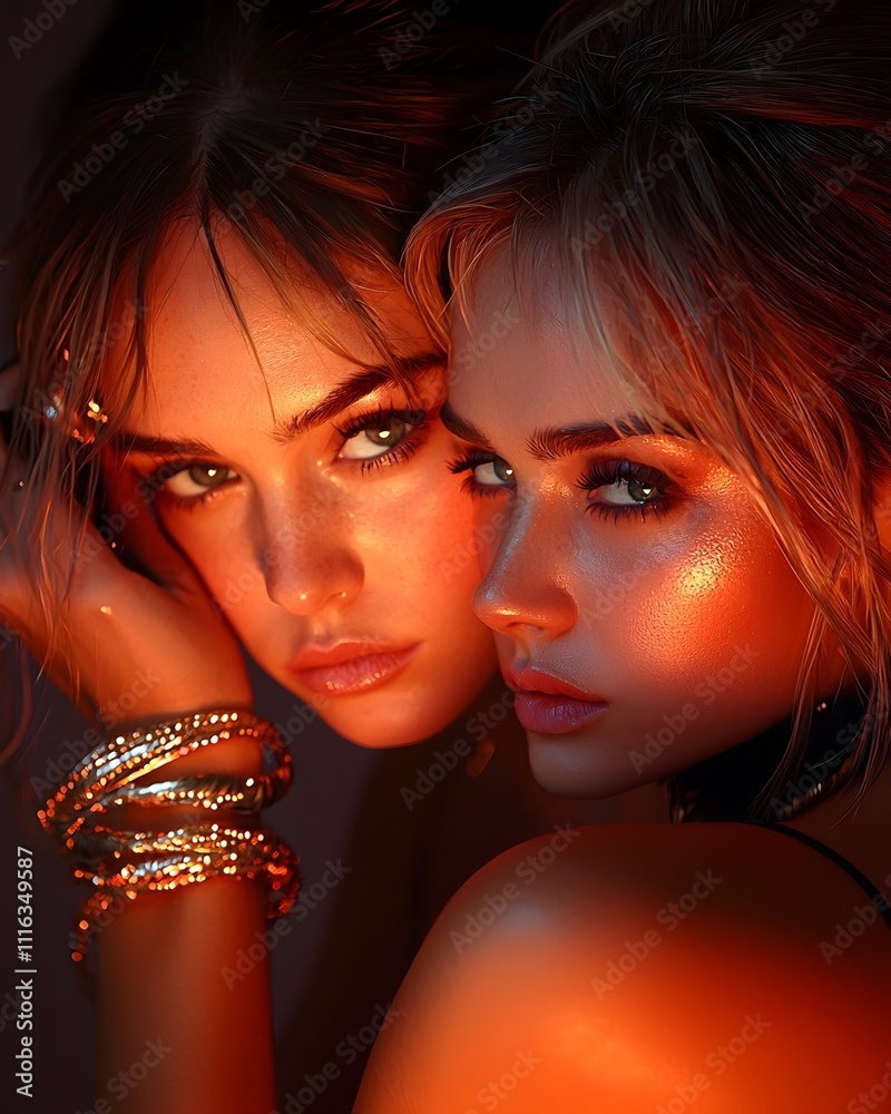 Ethereal Allure Glamorous Woman s Captivating Portrait with Chiaroscuro ...