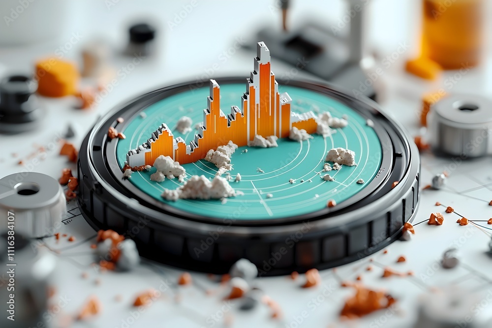 Detailed seismograph charting the dramatic fluctuations of a major ...