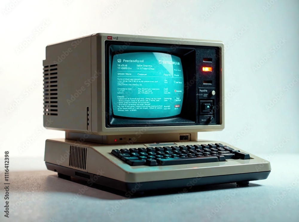 Vintage Computer, Retro Tech, White Background, Deep Focus, Cyberpunk ...