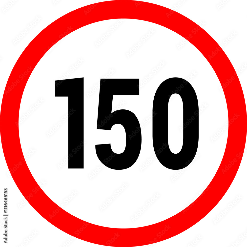 Speed limit icon. Set of red road signs of 10-200 kmh. Circle standard ...