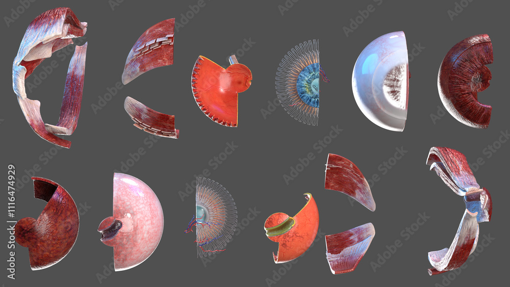 Exploded Human Eye Anatomical Teaching Visualization Set Stock ...