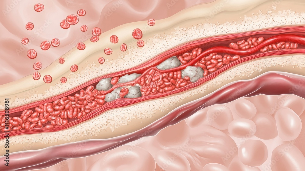 Cross-section of Human Artery with Blood Flow and Clots Stock ...