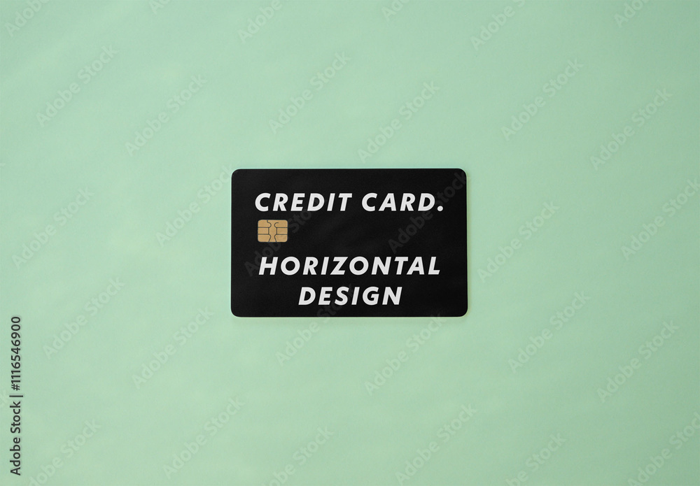 Horizontal credit Card Resting on Mint Green Surface Stock Template ...