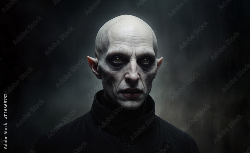 Photo & Art Print Creepy scary bald vampire portrait. Nosferatu evil count, Gaston