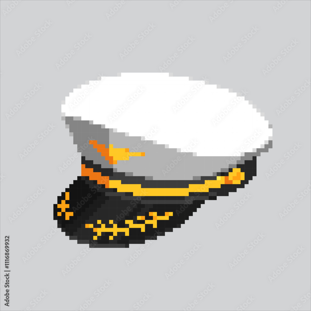 Pixel art illustration Pilot Hat. Pixelated Captain Head Gear. Pilot ...