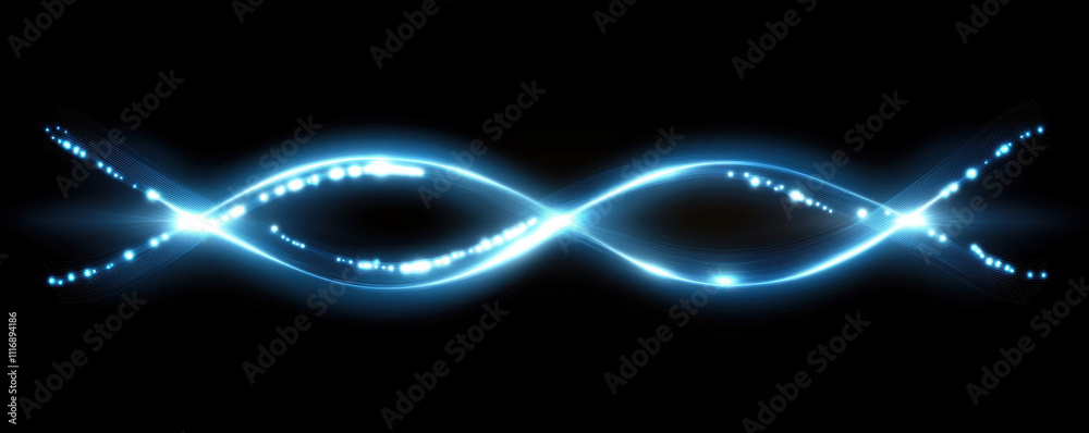 Glowing Blue Light Wave Pattern On Black Background Creates Futuristic And Dynamic Visual Effect
