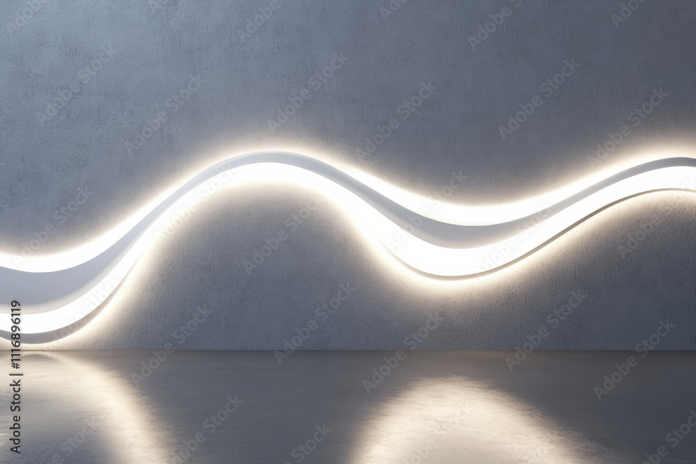 modern interior design featuring wavy light installation on smooth ...