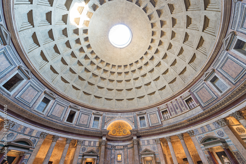 The Pantheon, a building completed by the emperor Hadrian in 126 AD. It ...