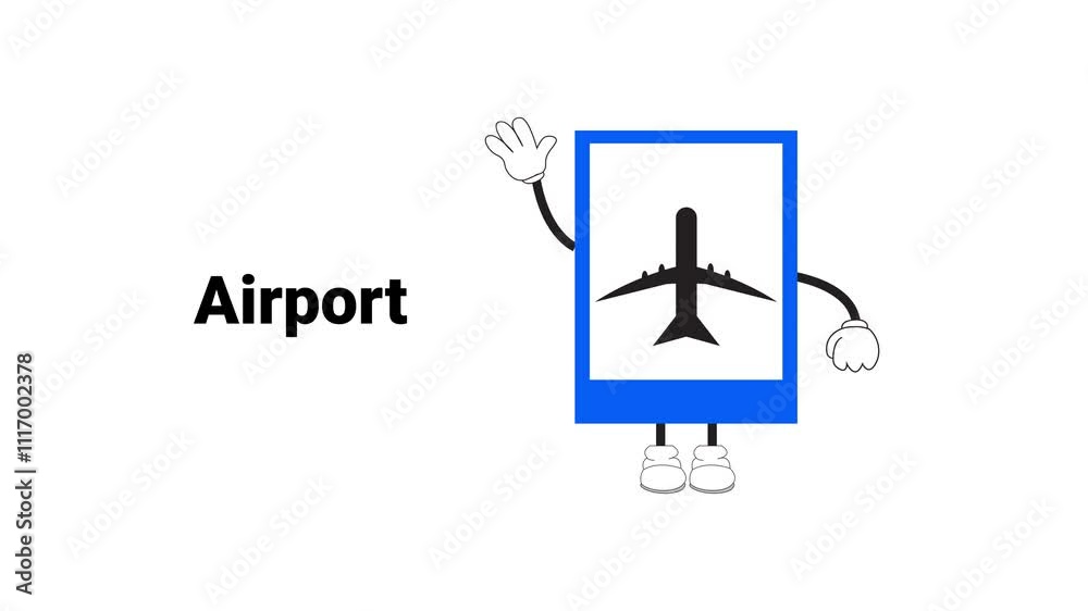 Animated airport sign with cartoon characters, perfect for educational ...