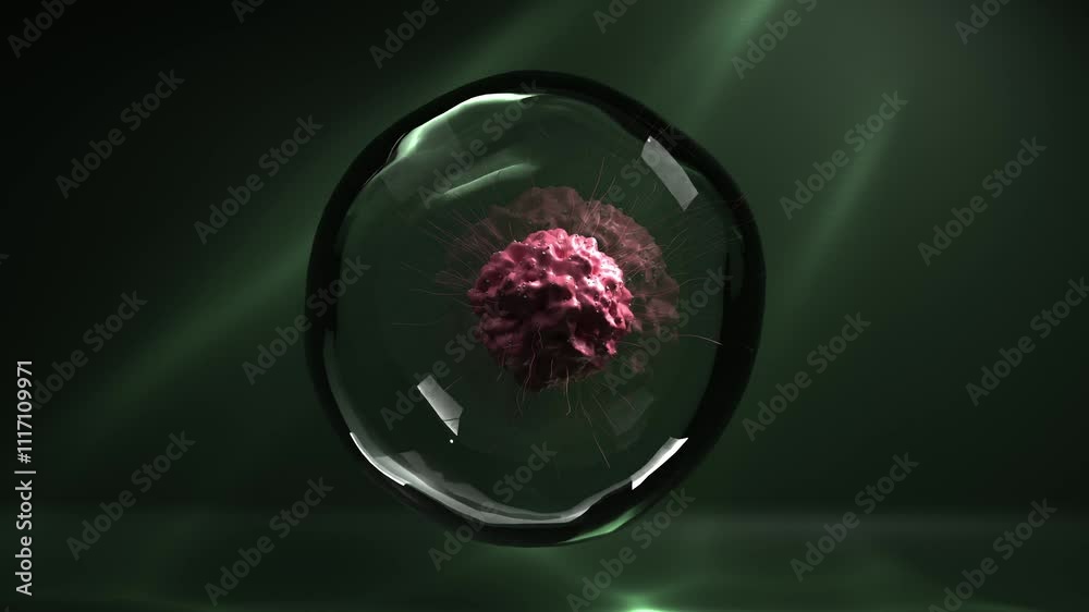 A pink cell structure with a rough surface, featuring thin, flexible ...