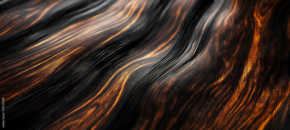 Dark polished ebony wood design with smooth reflective surfaces that ...