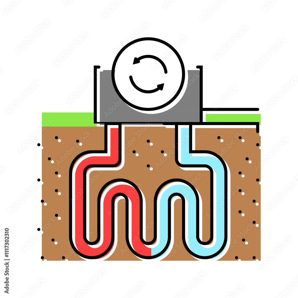 heat recovery geothermal energy color icon vector. heat recovery ...
