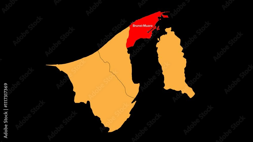 Brunei Muara map animated video. The location is highlighted on the ...