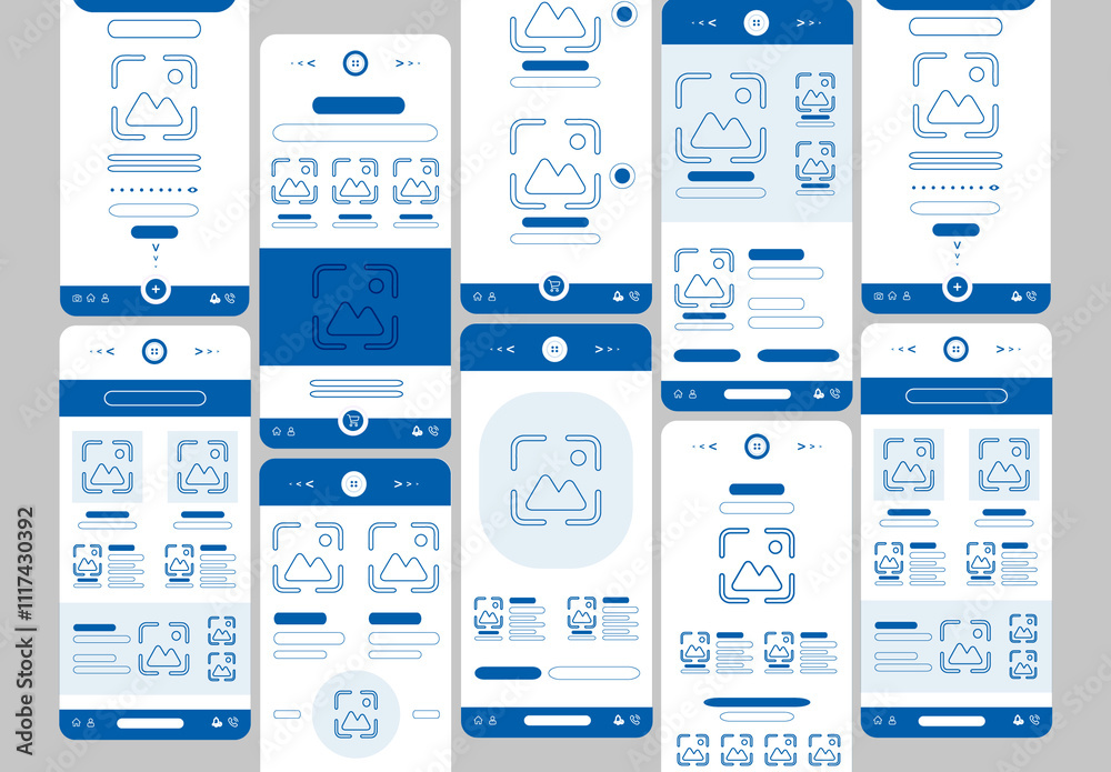 Mobile WireFrame UI kit Layout Stock Template | Adobe Stock