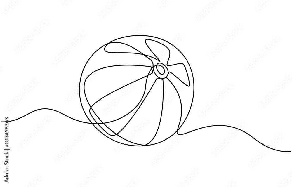 Volleyball one line art. Continuous line drawing of ball. Continuous ...