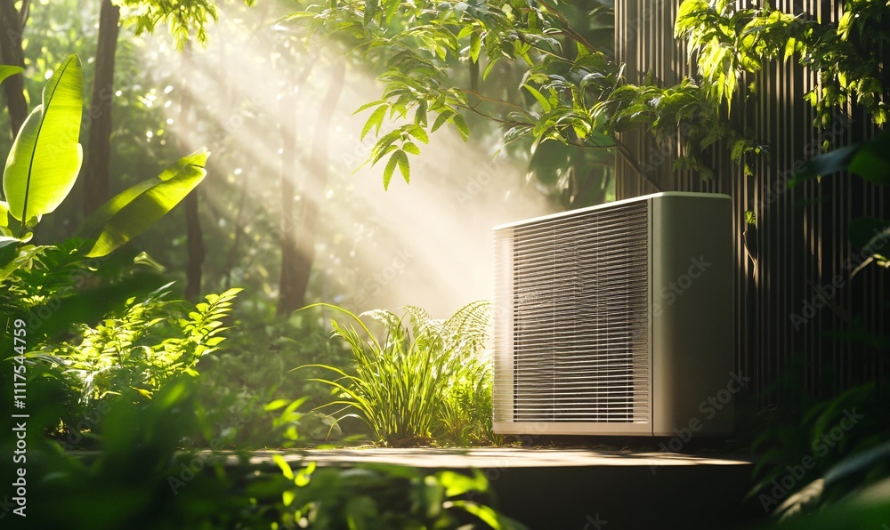 Outdoor view of a residential community with visible air conditioning ...