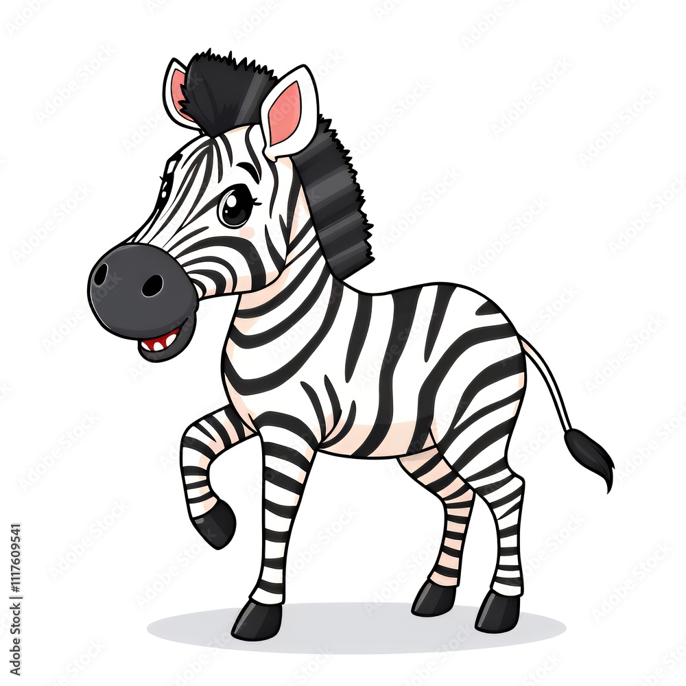 cartoon zebra standing upright with mouth open and tongue out. Stock ...