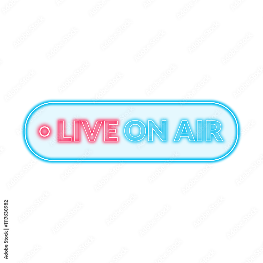 Neon live on air logo with cyan blue colour | Glowing live on air sign ...