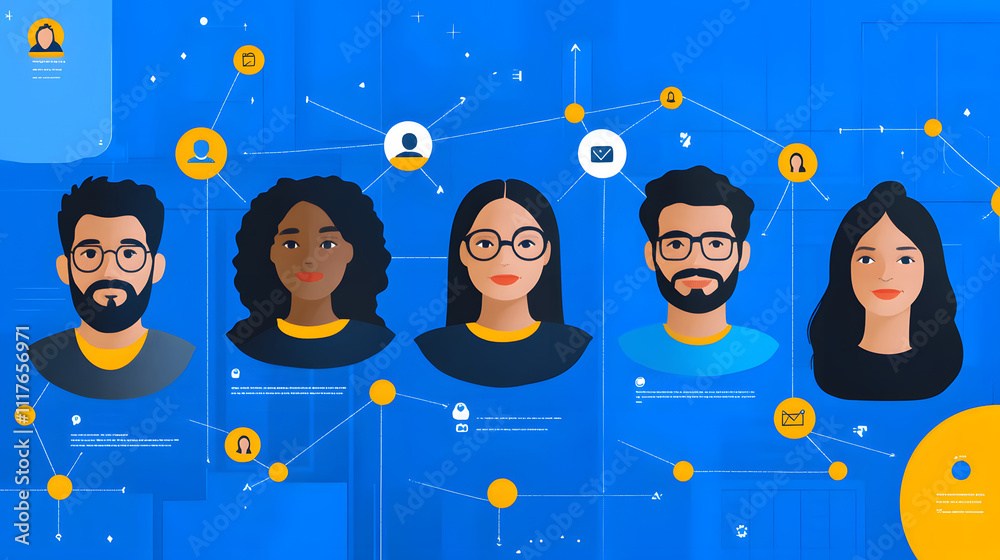 Vector graphic displaying modern interview scheduling interface with ...