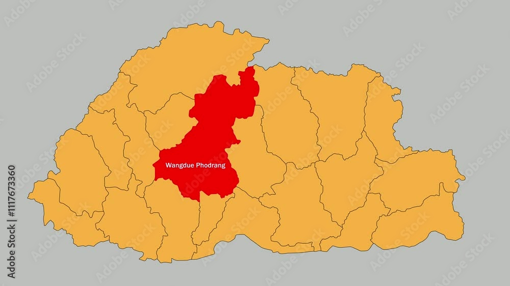 Wangdue Phodrang map animated video. The location is highlighted on the ...