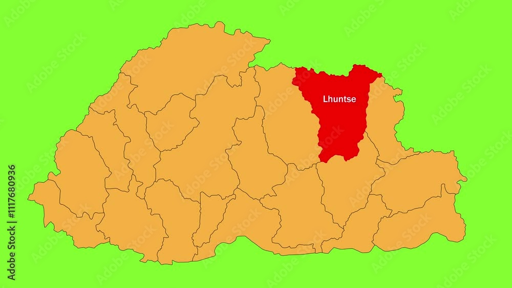 Lhuntse map animated video. The location is highlighted on the bhutan ...