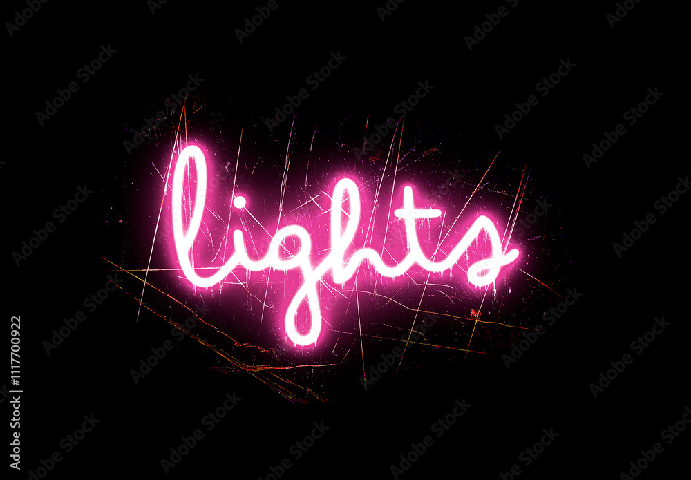 Neon Light Effect With Hard Scratches Stock Template | Adobe Stock