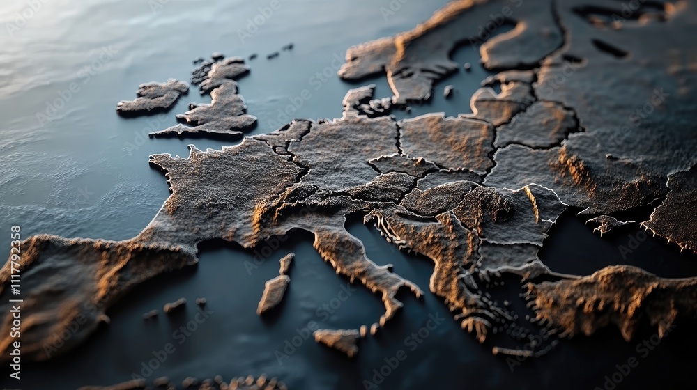 "Simple, high-resolution map of Europe showing the complete outline of ...