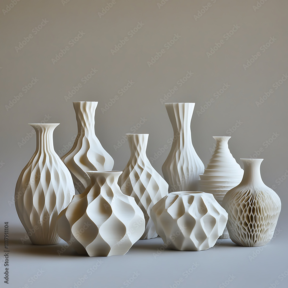 collection of 3D printed vases featuring unique geometrical shapes ...