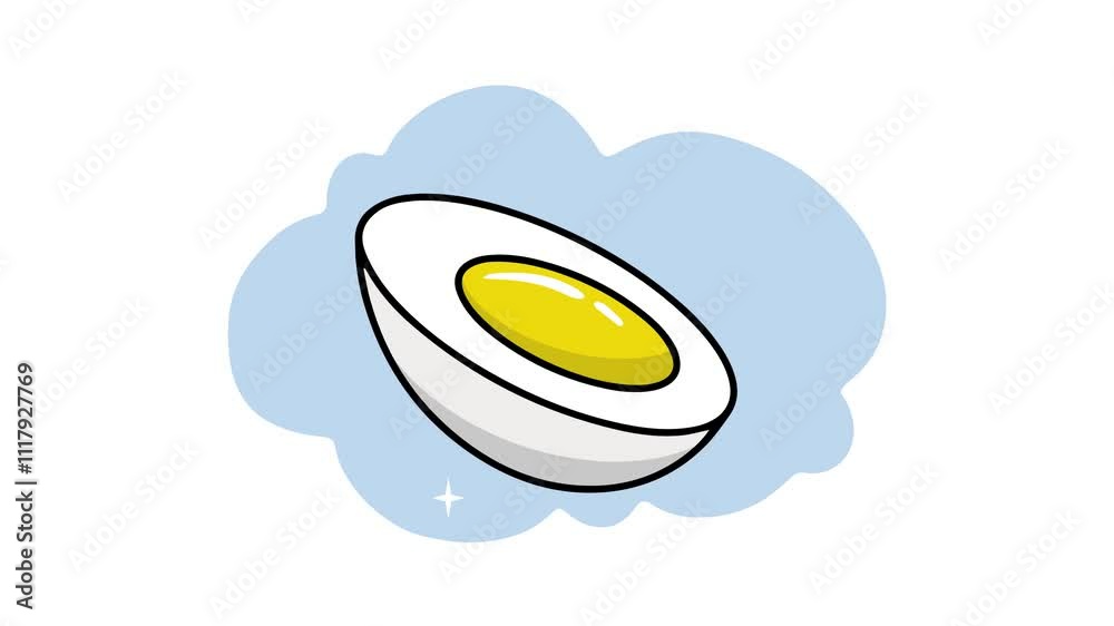 4K video Food Footage with hard boil egg clip art Illustration. 4k video animated with hard boil ...