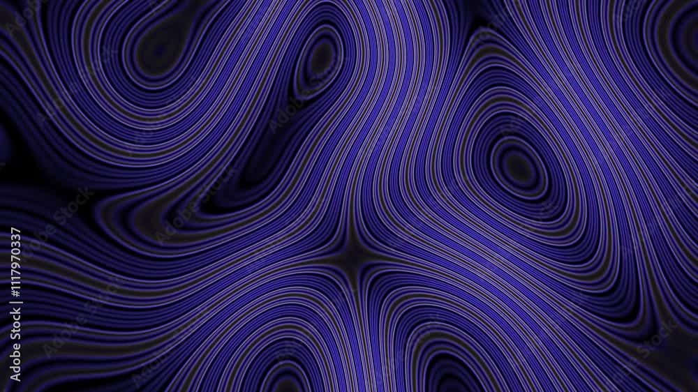 4K abstract smooth topographic map with flowing contour lines in deep ...