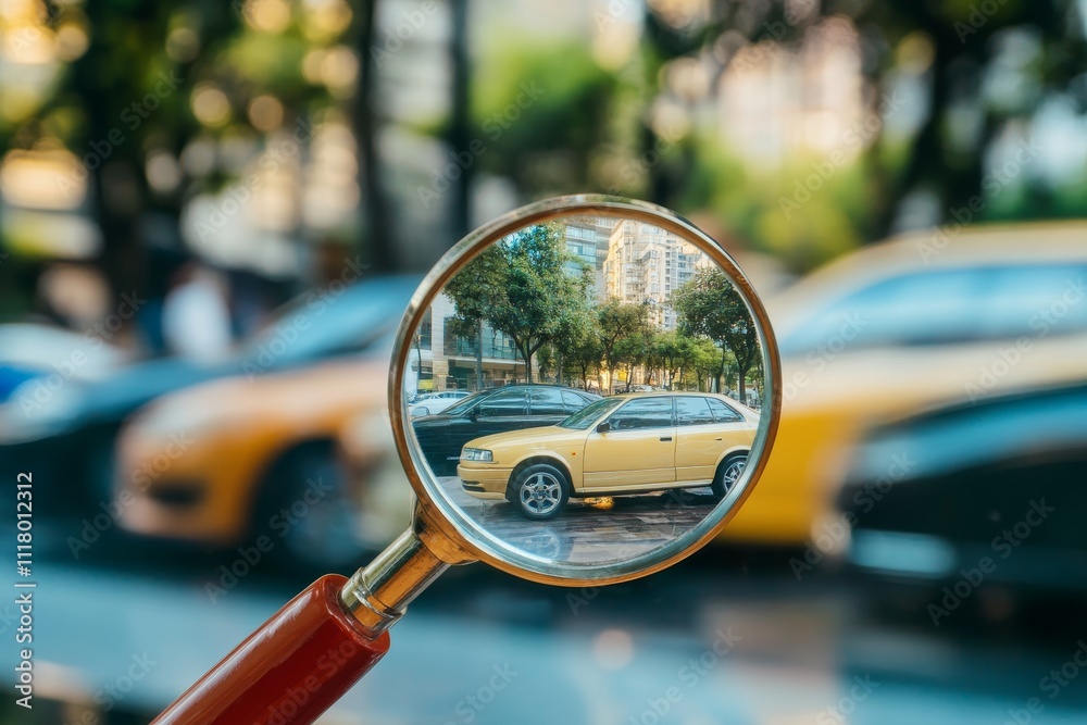 Exploring the rental car market a close up view with a magnifying glass ...