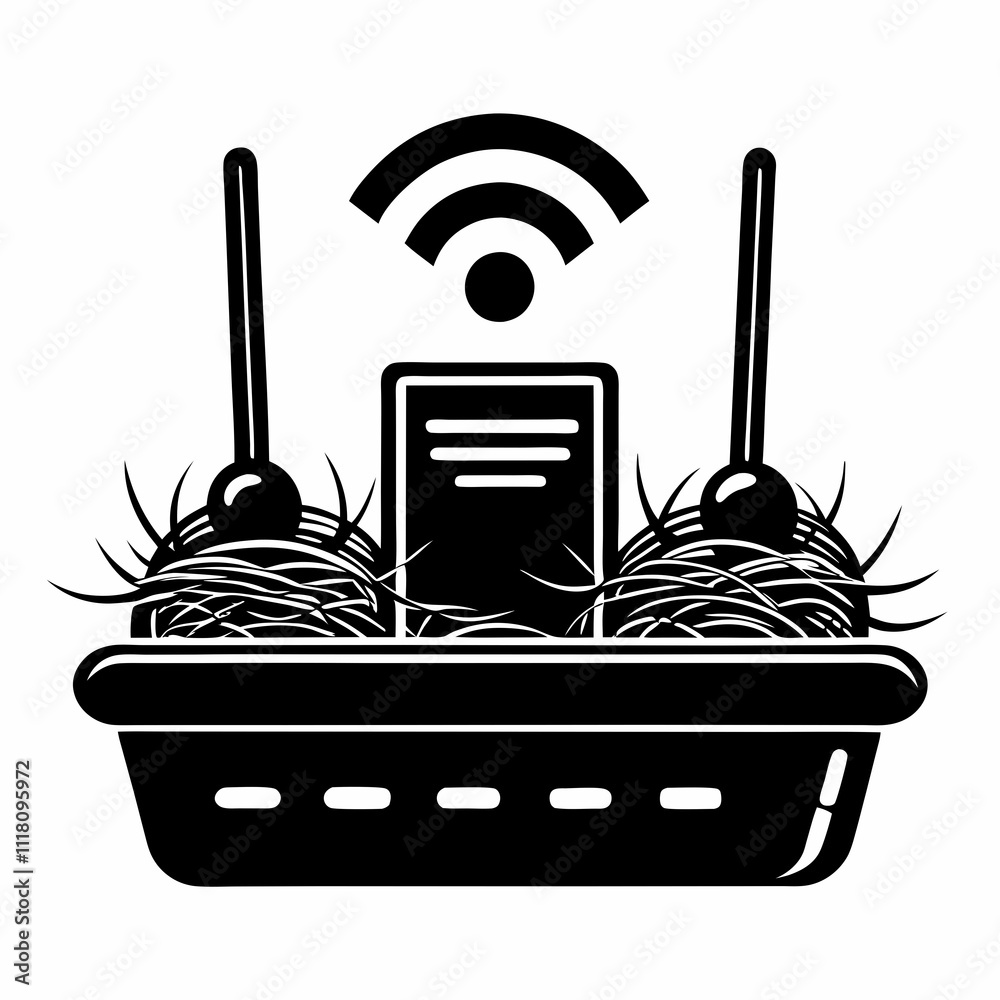 Nest Wi-Fi Router vector silhouette black design white background Stock ...