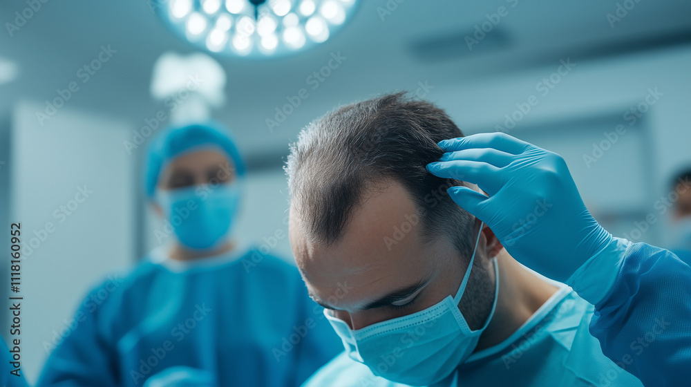 A detailed look at the final stages of hair implantation, where the ...