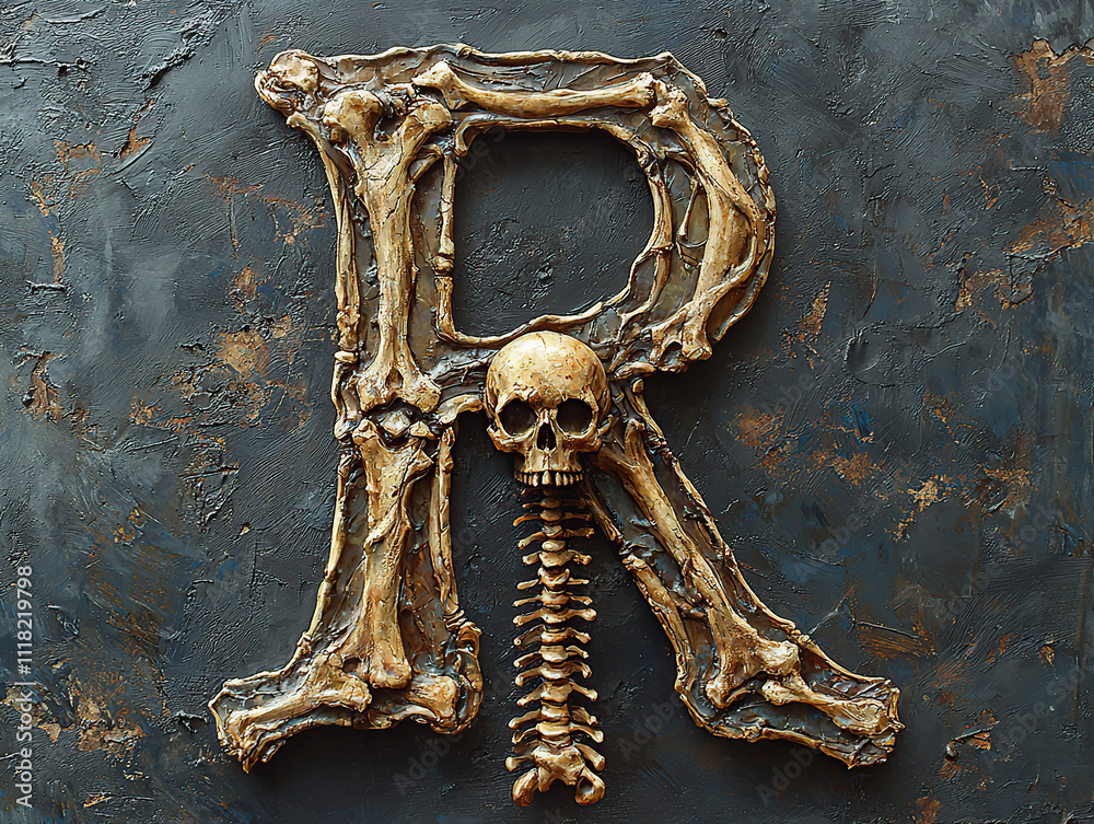 alphabet, bones, letters, skeleton, spooky, eerie, creepy, horror ...