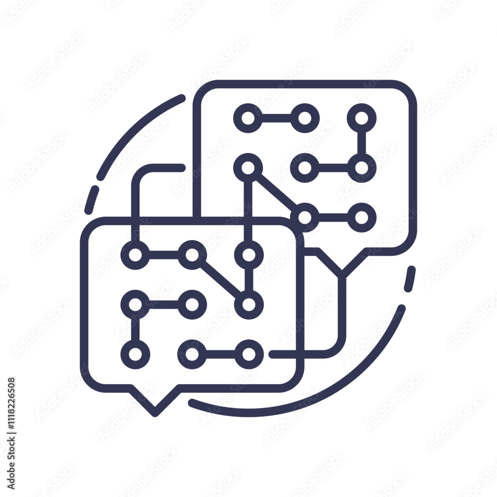 Speech bubbles with circuit patterns symbolize digital communication ...